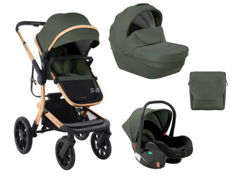 KikkaBoo Kolica Irene premium 3in1 set sa I-SIZE autosedištem i tvrdom korpom Army Green (KKB11254)