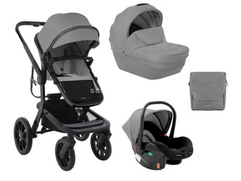 KikkaBoo Kolica Irene premium 3in1 set sa I-SIZE autosedištem i tvrdom korpom Light Grey (KKB11253)