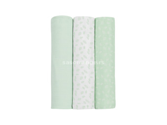 KikkaBoo Pelene od muslina set 3 pcs 100x100 Leaves Mint (KKB12076)