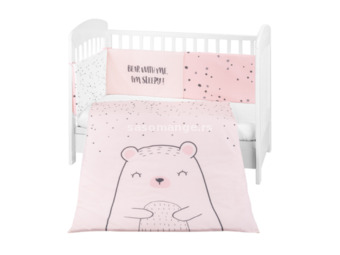 KikkaBoo Posteljina sa ogradicom 6 pcs 60/120 Bear with Me pink (KKB60117)