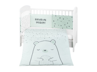 KikkaBoo Posteljina sa ogradicom 6 pcs 60/120 Bear with Me mint (KKB60116)