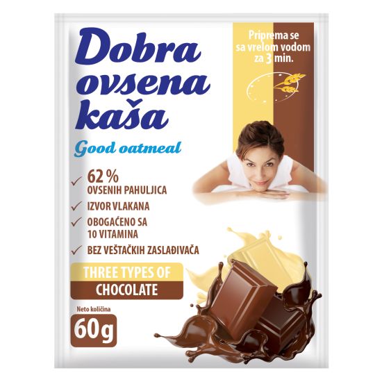 Dobra Ovsena kaša sa 3 vrste čokolade 60g