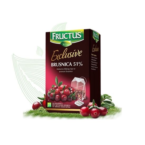 Fructus čaj Brusnica 51% filter 20 kesica