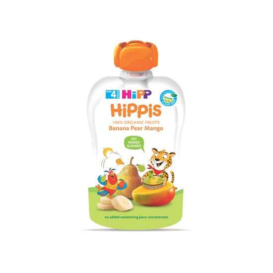 Hipp pouch banana, kruška, mango 100g