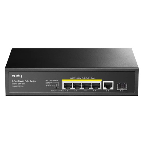 Cudy 5-Port Gigabit PoE+ Switch with 1 SFP Slot | GS1005PTS1