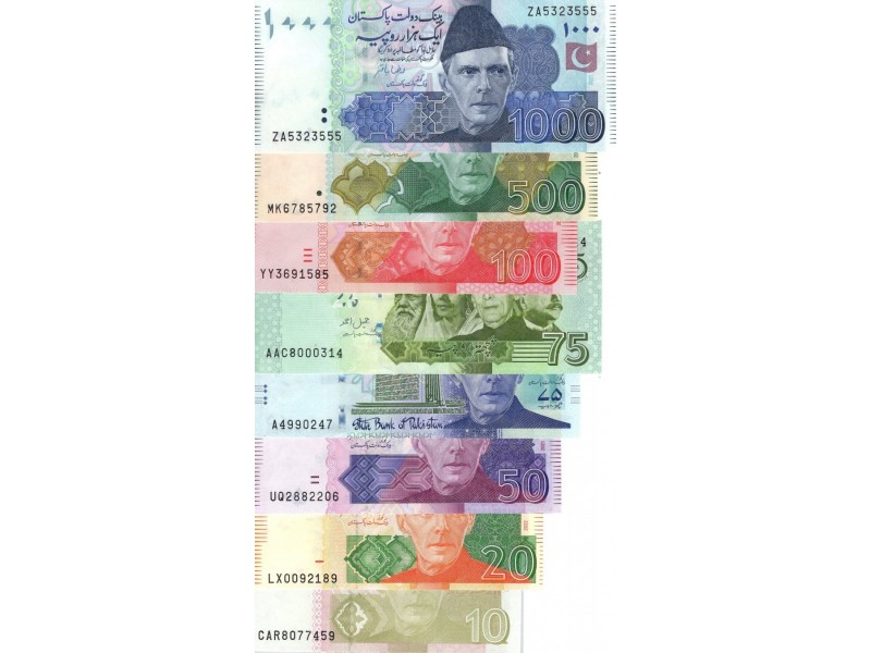 PAKISTAN set 1 - 1000 Rupees 2009/2021 UNC, 8 novčanica