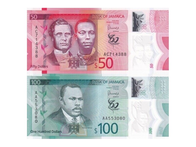 JAMAICA Jamajka 50 i 100 Dollars 2022 UNC, Polymer