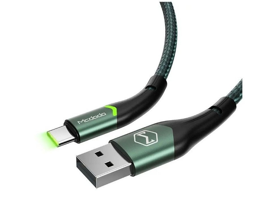 MCDODO CA-7961 Kabl USB-A na TIP-C, DUŽINA 1m, LED SVETLO, ZELENA BOJA