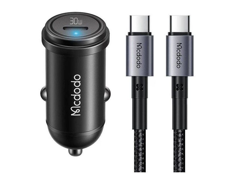 MCDODO CC-7493 SET AUTO Punjač 30W USB-C + KABL TIP-C NA TIP-C. DUŽINA 1,2m