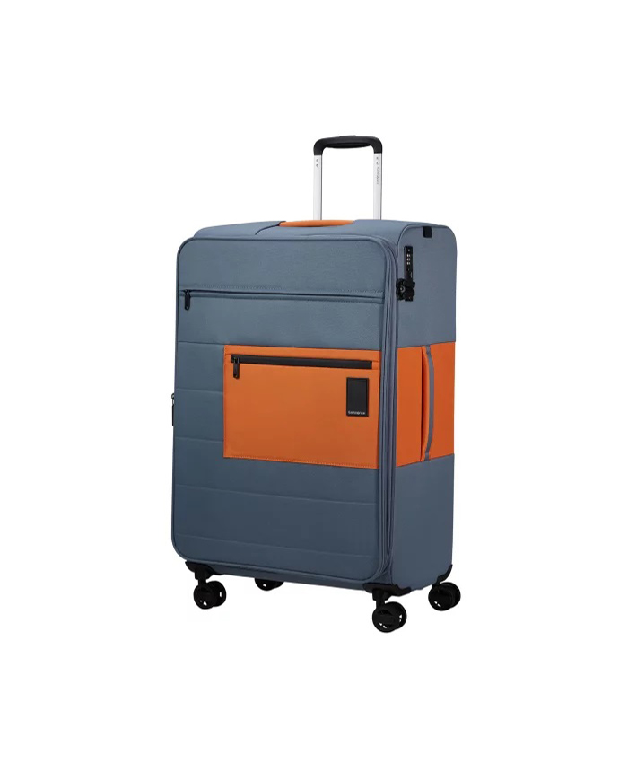 KOFER VAYCAY-SPINNER 77/28 EXP BLUEBERRY BLUE/ORANGE TROLLEY Samsonite