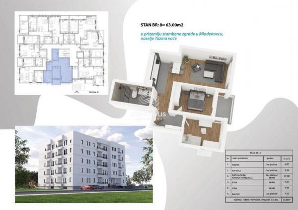 Trosoban stan na prodaju, 63m2, 68.050€