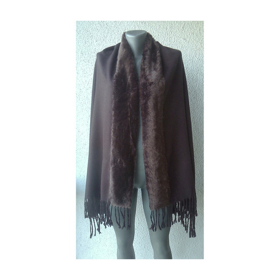 šal braon eko krzno 174x70 cm PASHMINA