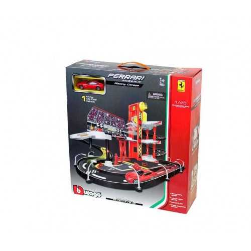 Burago ferrari 1:43 r p racing garage, incl. 1 car BU30197