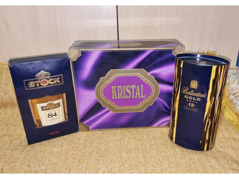 SKUPOCEN SET - 5 Čaša + Ballantines Gold Seal + Stock84