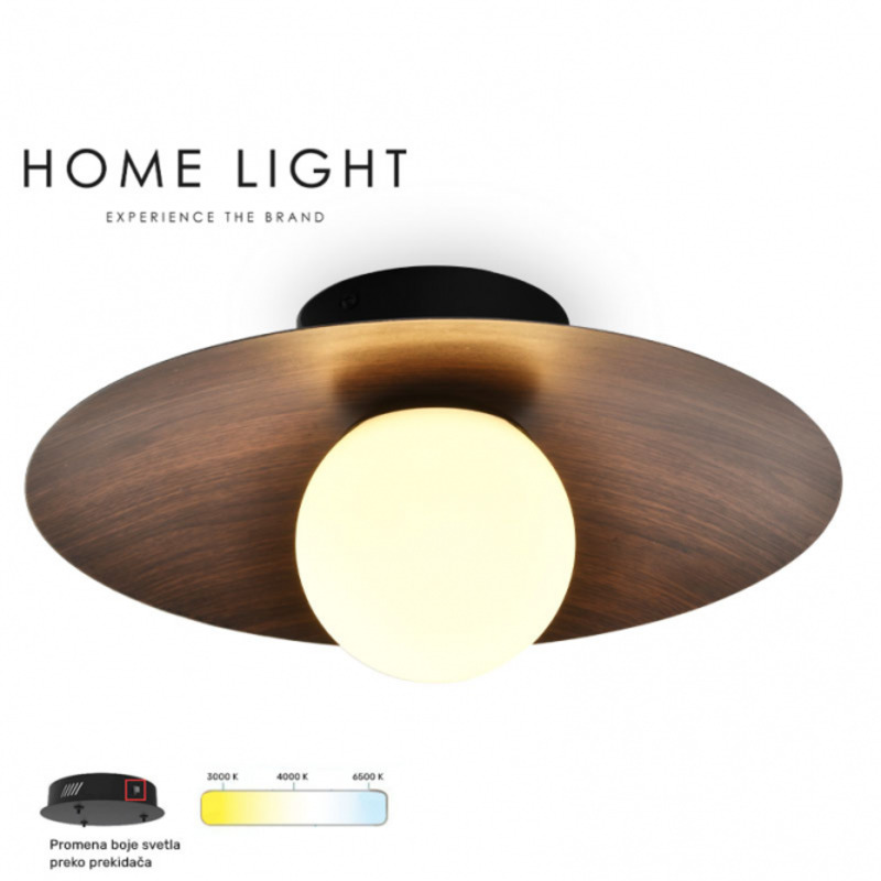 VESTA 535 PLAFONSKA SVETILJKA 8W 3000/4500/6000K TAMNO DRVO/CRNA HOME LIGHT