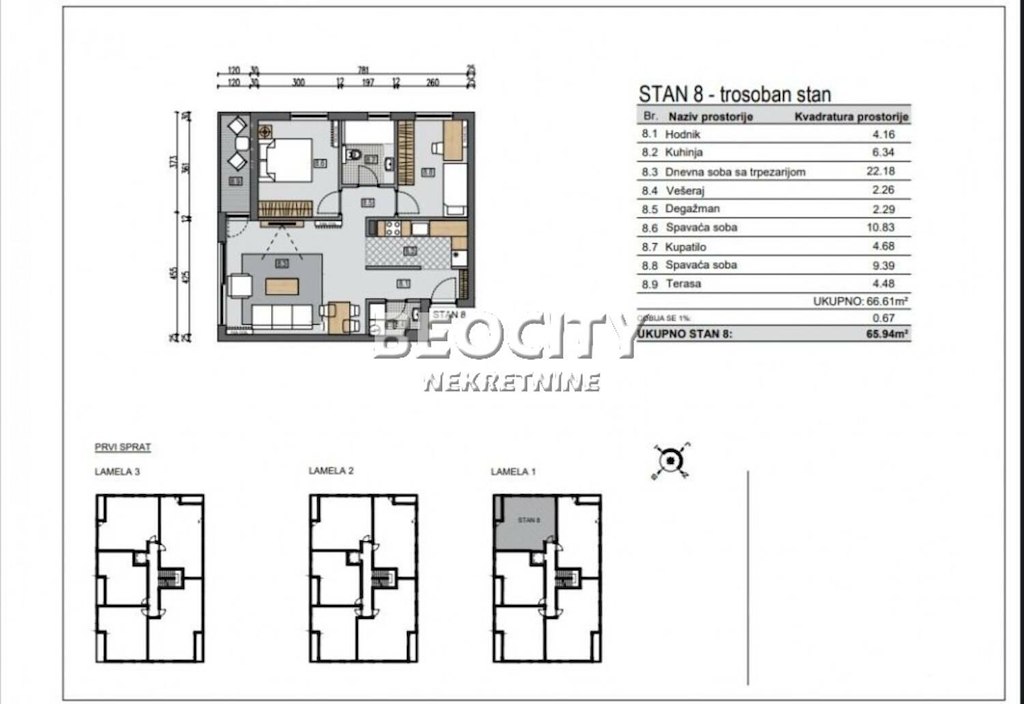 Zemun, Cara Dušana, Cara Dušana, 3.0, 67m2, 213730EUR