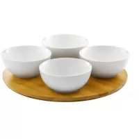 Dajar Porcelanski set 4 ovalne činije sa daskom od bambusa DJ45576