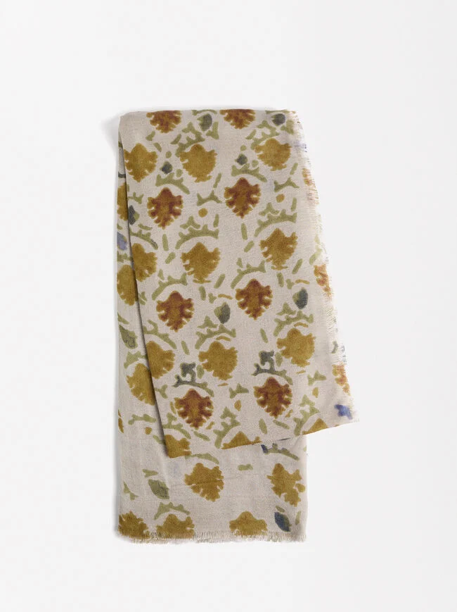 Wool Blended Printed Scarf