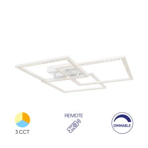 Led plafonjera 80W sa daljinskim Kristal Bela 3u1