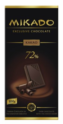 ČOKOLADA CRNA 72% KAKAO MIKADO 100G
ČOKOLADA CRNA 72% KAKAO MIKADO 100G