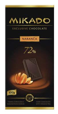 ČOKOLADA CRNA 72% POMORANDŽA MIKADO 100G
ČOKOLADA CRNA 72% POMORANDŽA MIKADO 100G