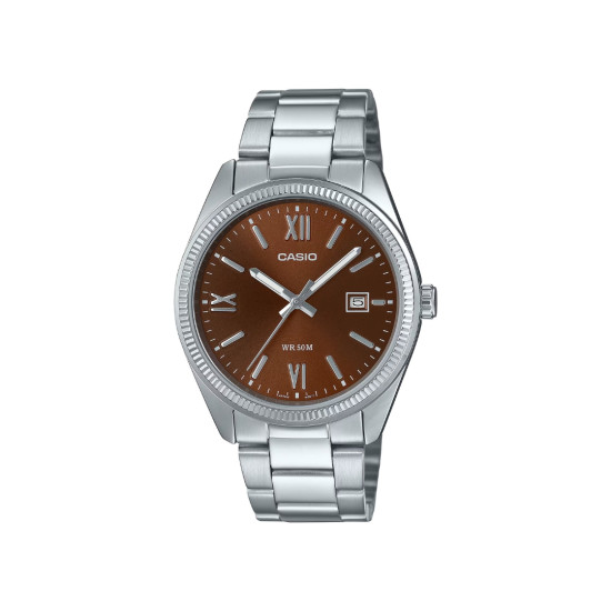 Casio MTP-1302DD-5A unisex Heritage Grande Fluted Bezel Walnut Dial