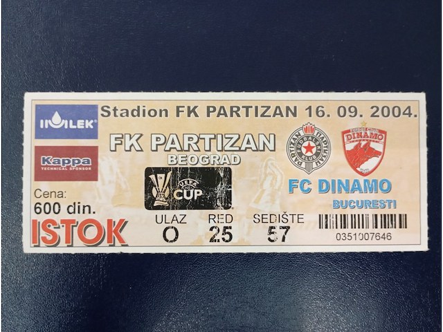 FUDBAL: PARTIZAN - DINAMO (Bukurest) 16.09.2004