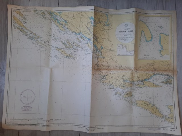 MAPA - KARTA  JADRANSKOG PRIMORJA ŠIBENIK SPLIT