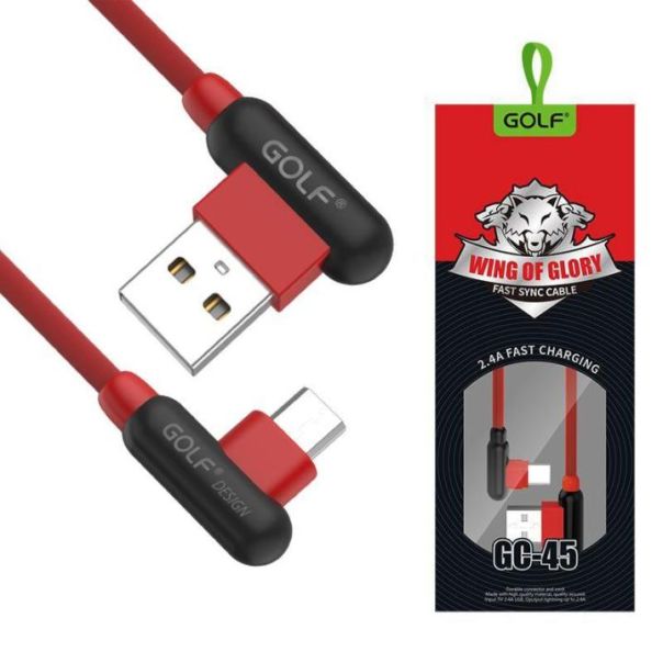 Mikro Kabl usb 1m 90° GOLF GC-45m, crvena