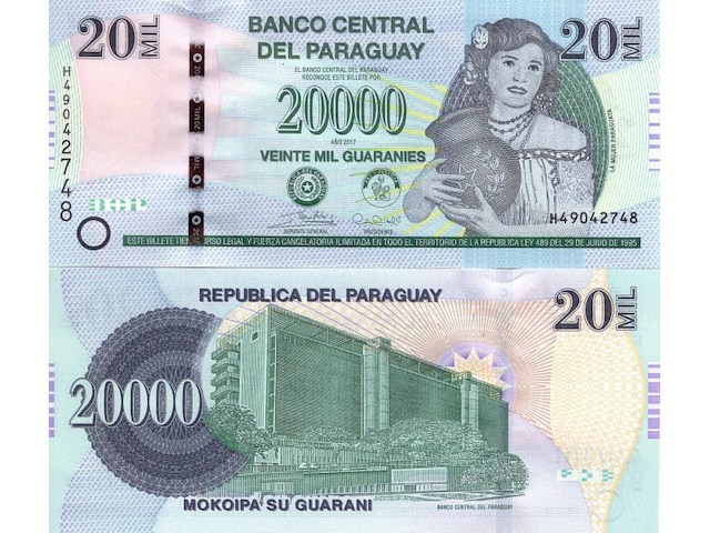 PARAGUAY Paragvaj 20000 Guaranies 2017 UNC , P-238