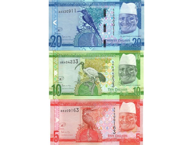 GAMBIA  set 5, 10 i 20 Dalasis 2015 UNC