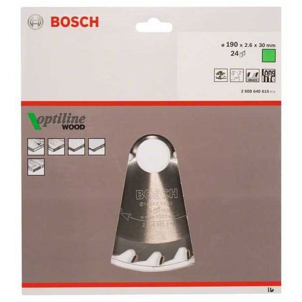 BOSCH List kružne testere Optiline Wood 190x30x2,6 mm, 24