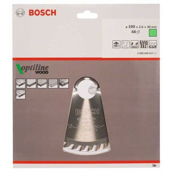 BOSCH List kružne testere Optiline Wood 190x30x2,6 mm, 48