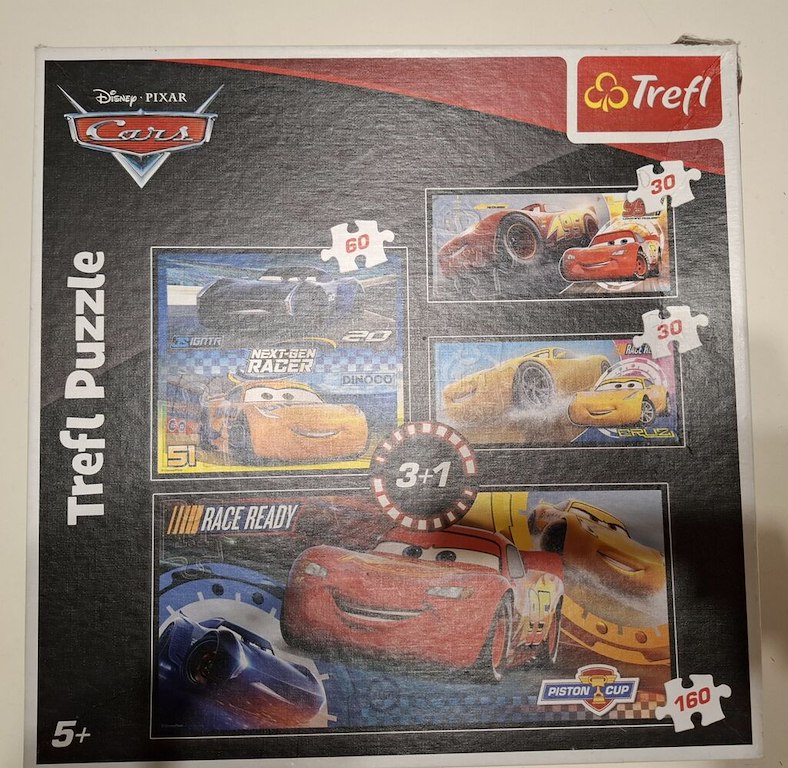 CARS Pixar 3 u 1 original Trefl puzle korišćene kao novo osim kutije