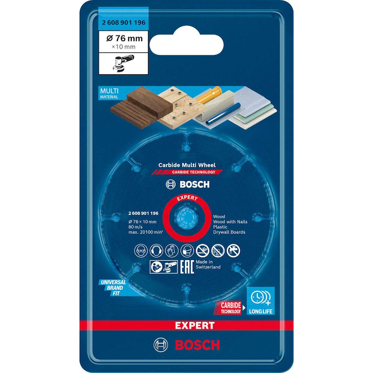 Bosch – Expert Carbide Multi Wheel rezna ploča 76 x 10mm – pakovanje 1 komad za GWS 12V-76 – 2608901196