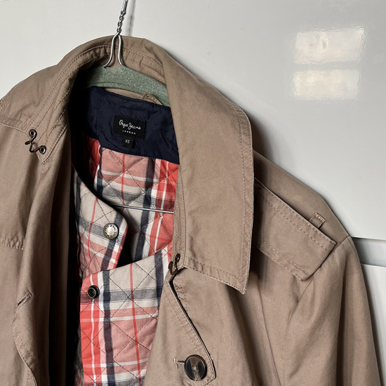 Pepe Jeans braon/karirani mantil + prsluk