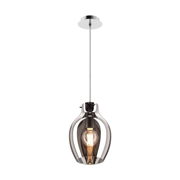 Pendant BRESSO P19066A-D18 1xE27 chrome/smoky glass