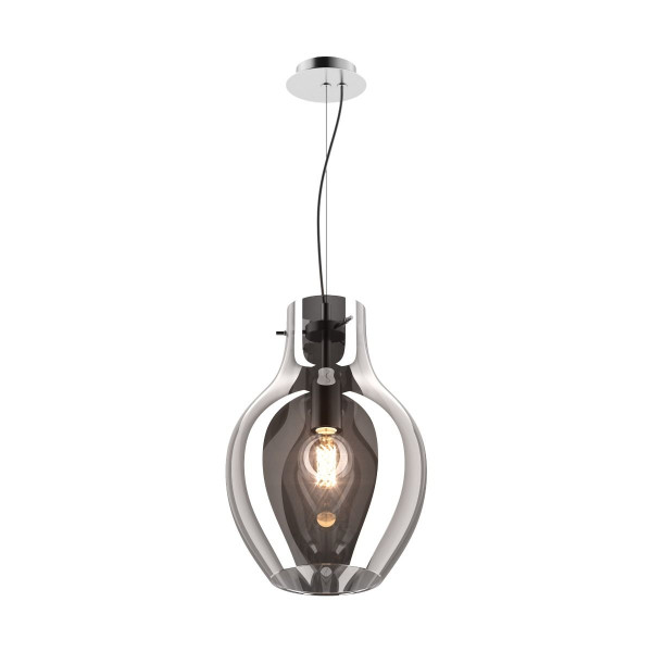 Pendant BRESSO P19066A-D28 1xE27 chrome/smoky glass