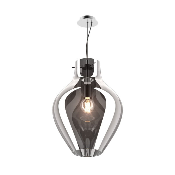 Pendant BRESSO P19066A-D38 1xE27 chrome/smoky glass