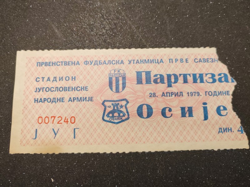 ULAZNICA PARTIZAN - OSIJEK 28.04.1979.