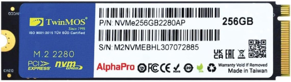 SSD M.2 NVMe 256GB TwinMOS AlphaPro 2034MBs/1612MBs, NVMe256GB2280AP