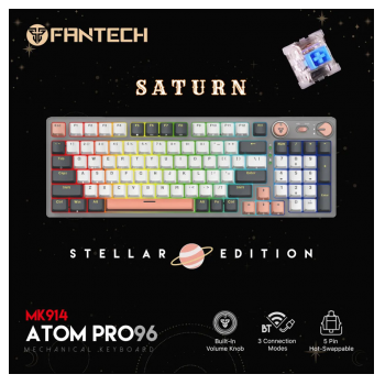 Tastatura Mehanicka Gaming Fantech MK914 RGB Atom PRO96 Wireless Saturn (blue switch)