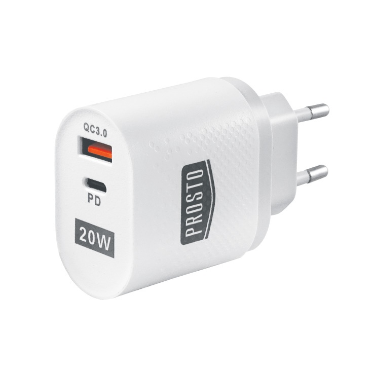 Punjač 20W za mobilni PROSTO USBP384, Izlaz USB QC plus USB Type-C (PD)