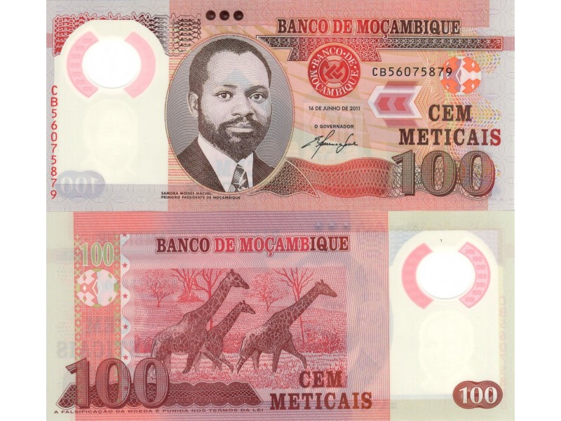 Mozambik MOZAMBIQUE 100 Meticais 2011 UNC,P-150 Polymer