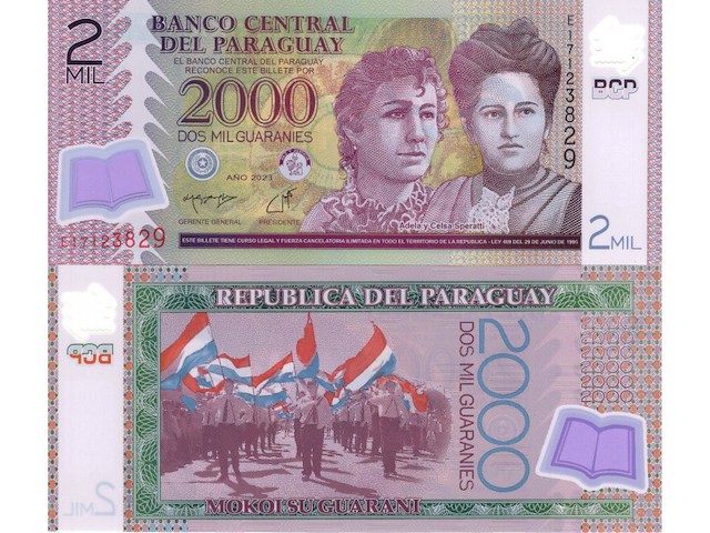 PARAGUAY Paragvaj 2000 Guaranies 2023 UNC , P-228 Polym