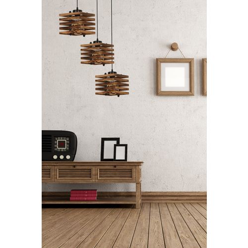 Cara Ahşap 3 Lü Tepsili Yanık Sarkıt Brown Chandelier