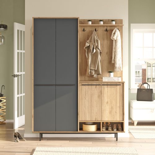 OS1-SA Oak Anthracite Hall Stand