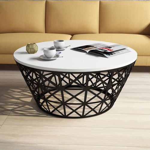 Stil Metal Ferforje - White White Black Coffee Table