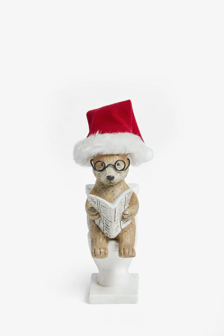 Natural Bertie Bear Christmas Bathroom Ornament