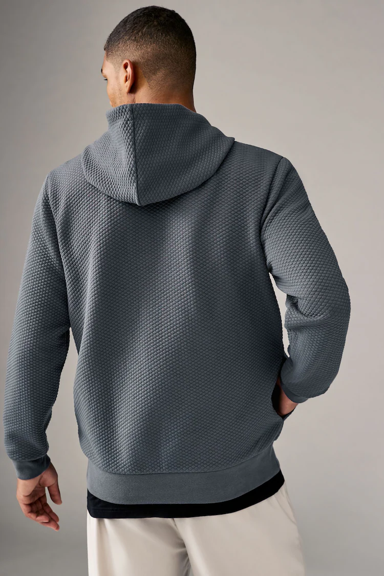 Slate Grey Hooded Textured Overhead Hoodie